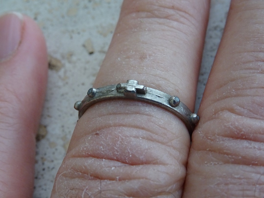 Religious Antique French Silvered Catholic Finger Chaplet Decade Rosary ...