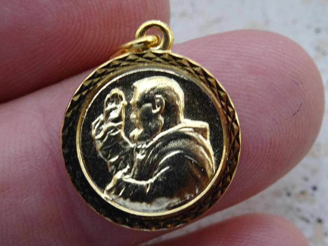Religious Vermeil Catholic Medal Pendant Holy Charm Medallion Father ...