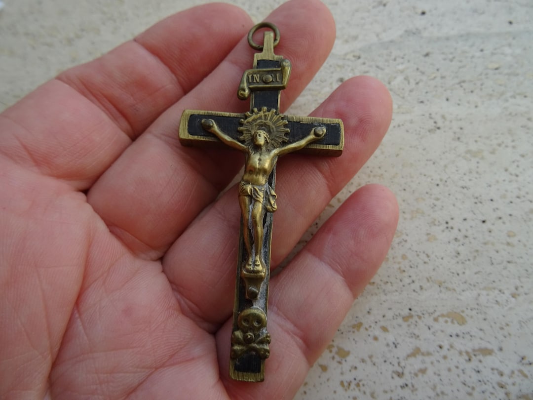 Religious Antique French Copper Catholic Crucifix With Pendant Cross ...