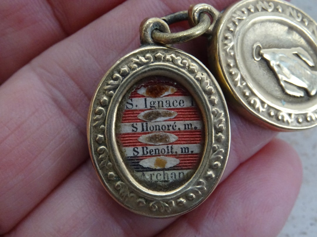 Religious Antique Copper Multi Reliquary Theca Shrine Pendant With ...