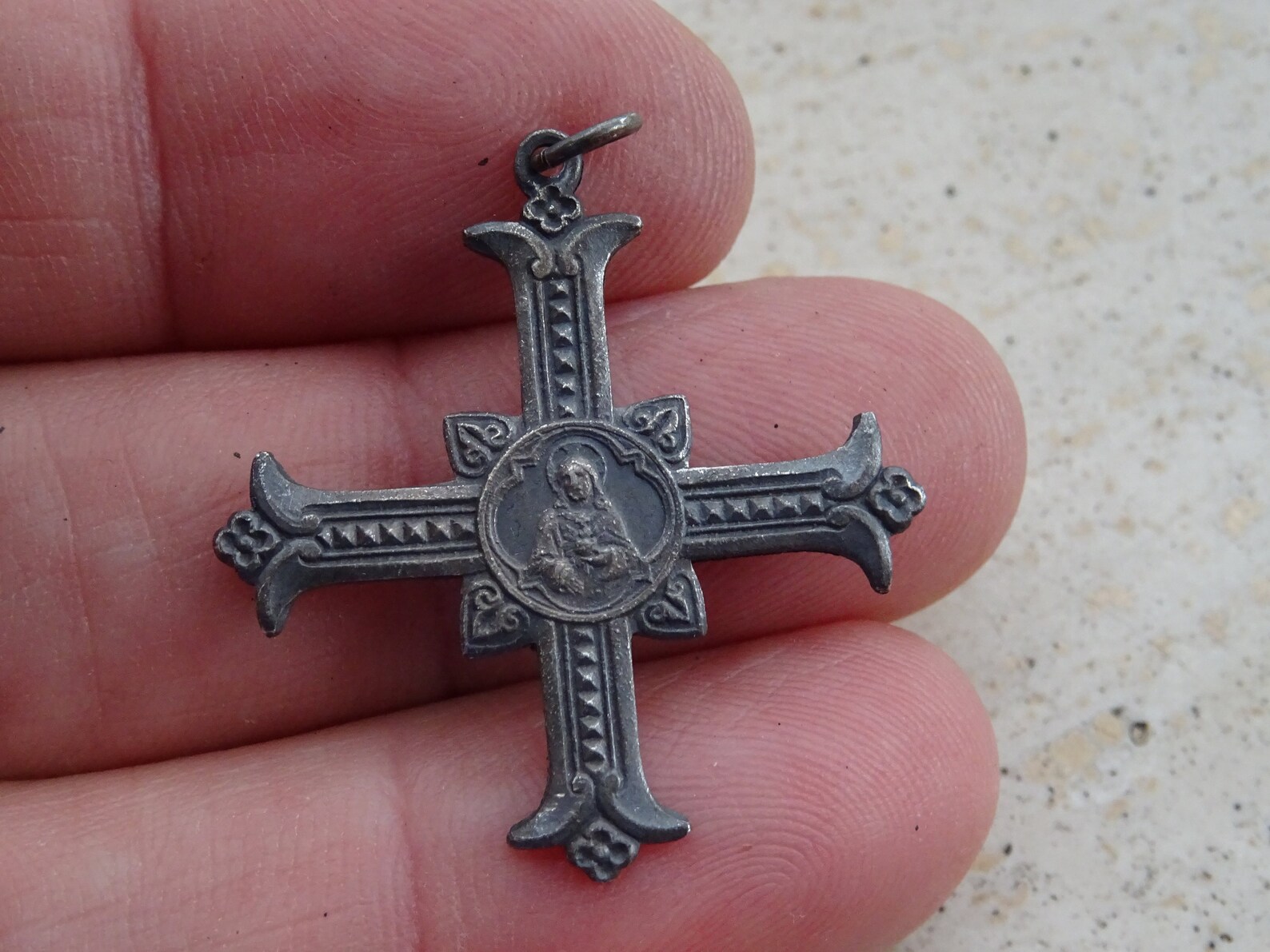 Religious Antique Silver Plated French Christian Crucifix Pendant Cross ...