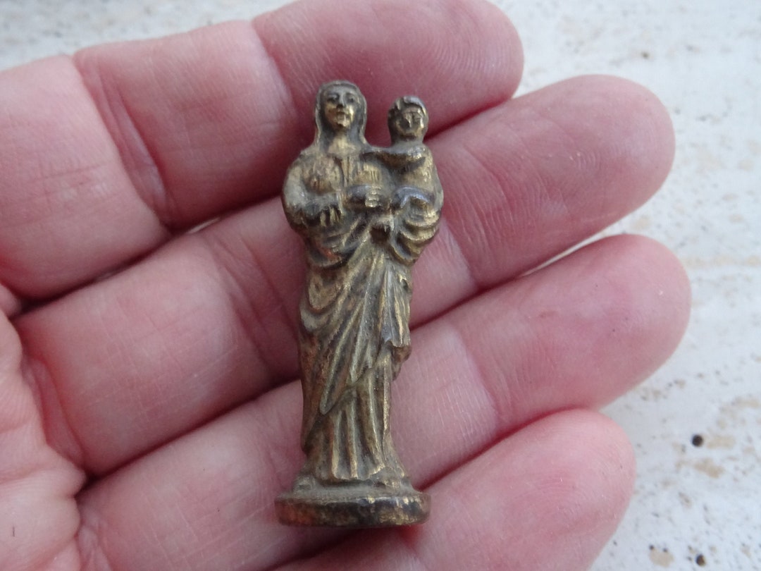 Religious Antique French Copper Catholic Statue of Holy Virgin Mary Our ...