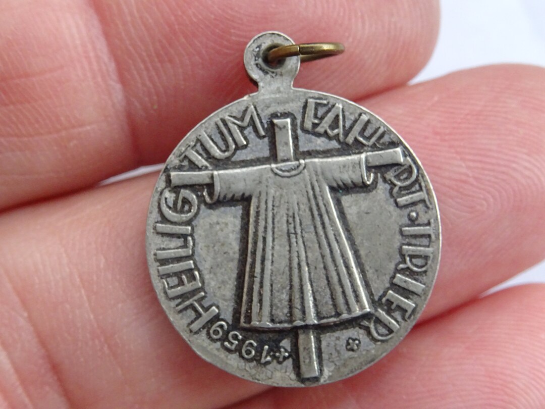 Religious Antique Silvered Catholic Medal Charm Pendant Medallion of ...