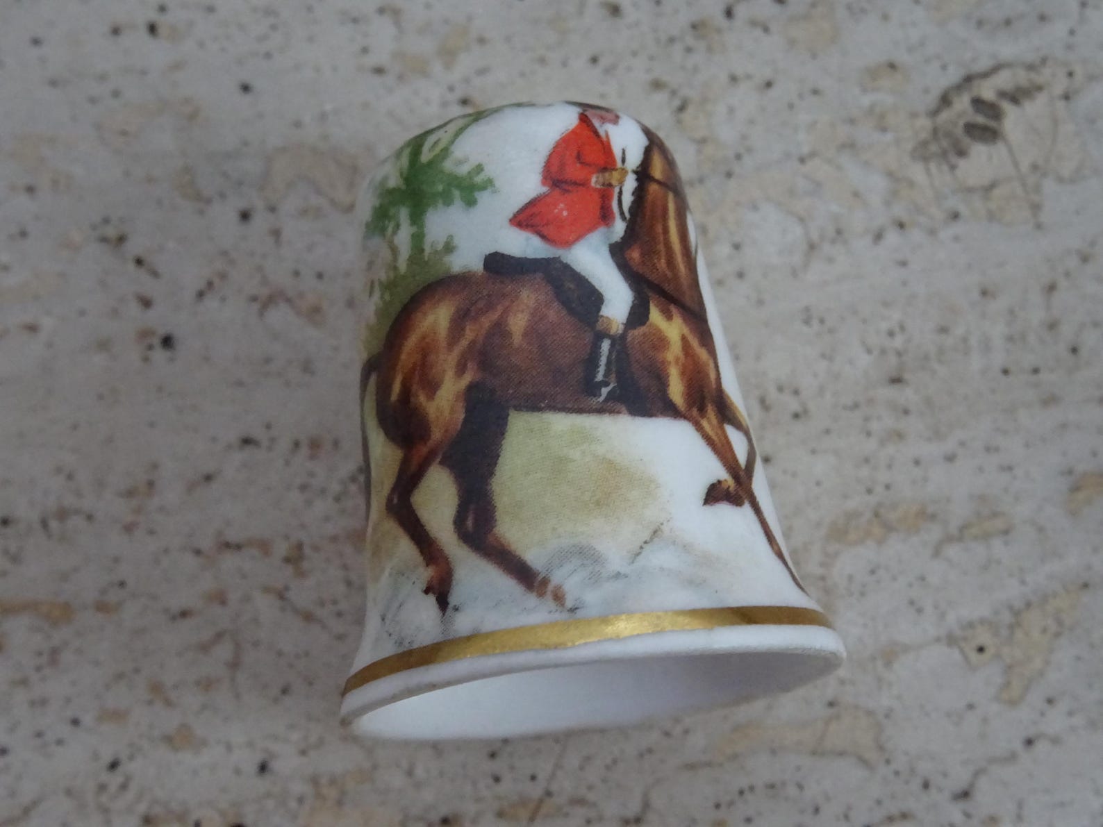 Vintage French Porcelainen Thimble Thimbleful With a Horse and a Jockey ...