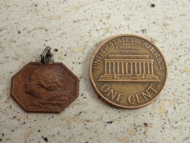 Religious Antique French Art Deco Red Copper Catholic Medal Pendant ...