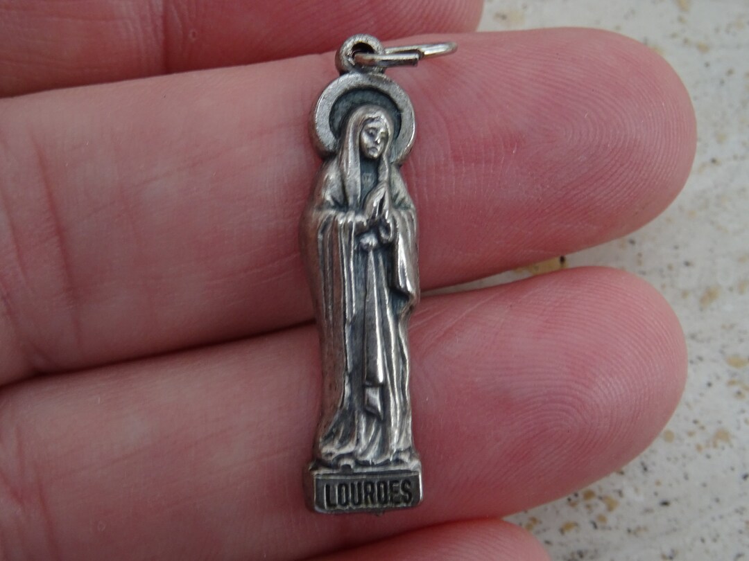 Religious Vintage French Small Catholic Silver Plated Miniature Statue ...