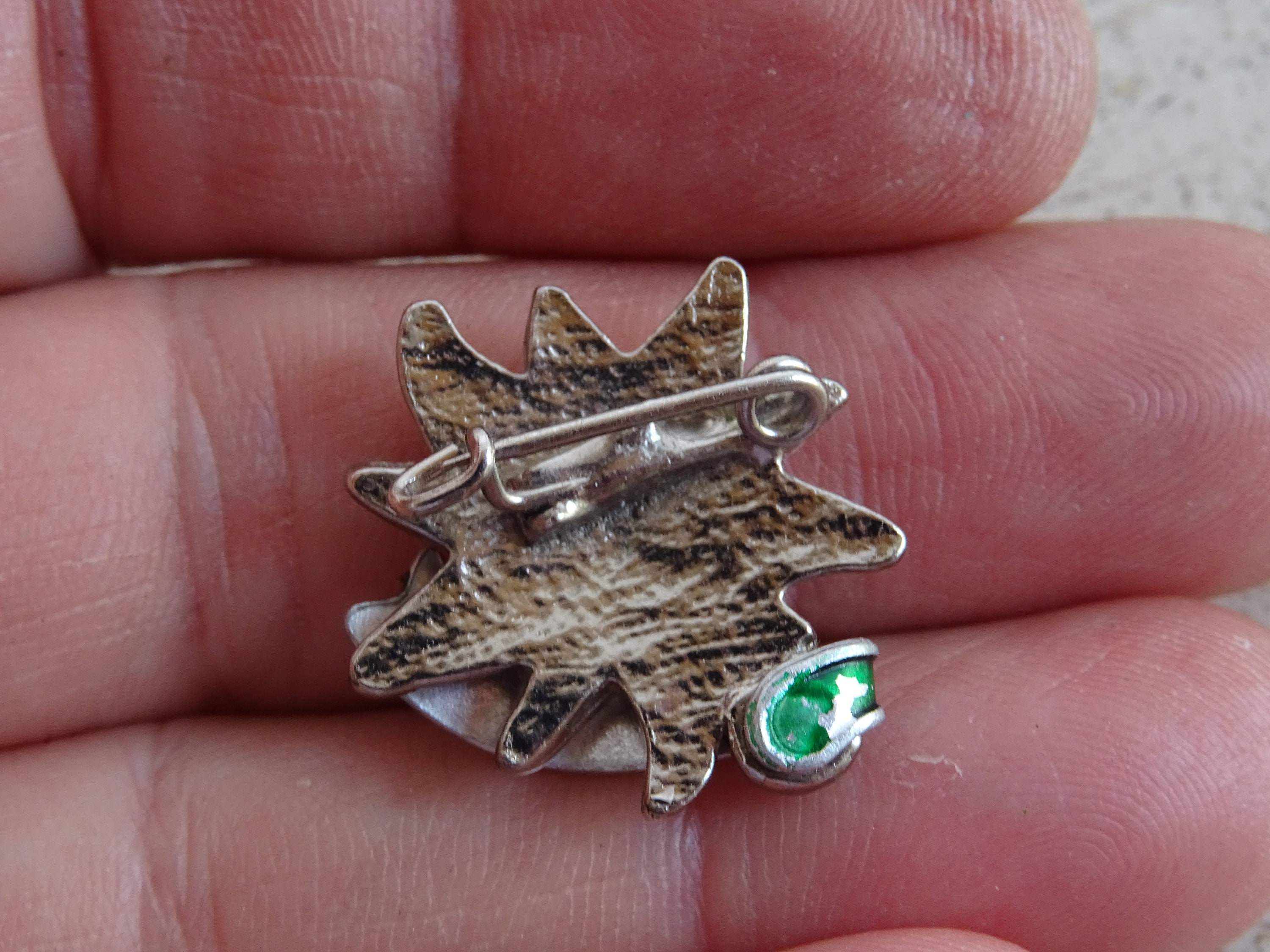 Antique silver plated enameled brooch with Edelweiss souvenir | Etsy