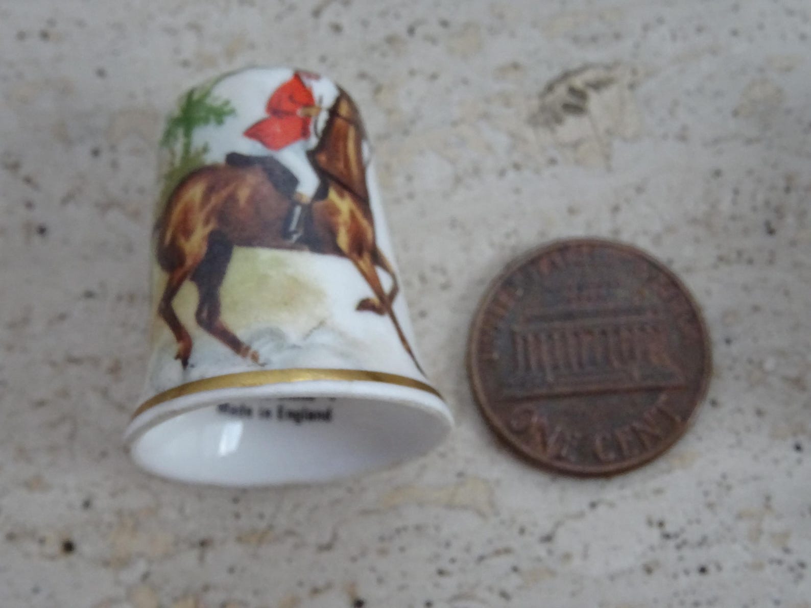 Vintage French Porcelainen Thimble Thimbleful With a Horse and a Jockey ...