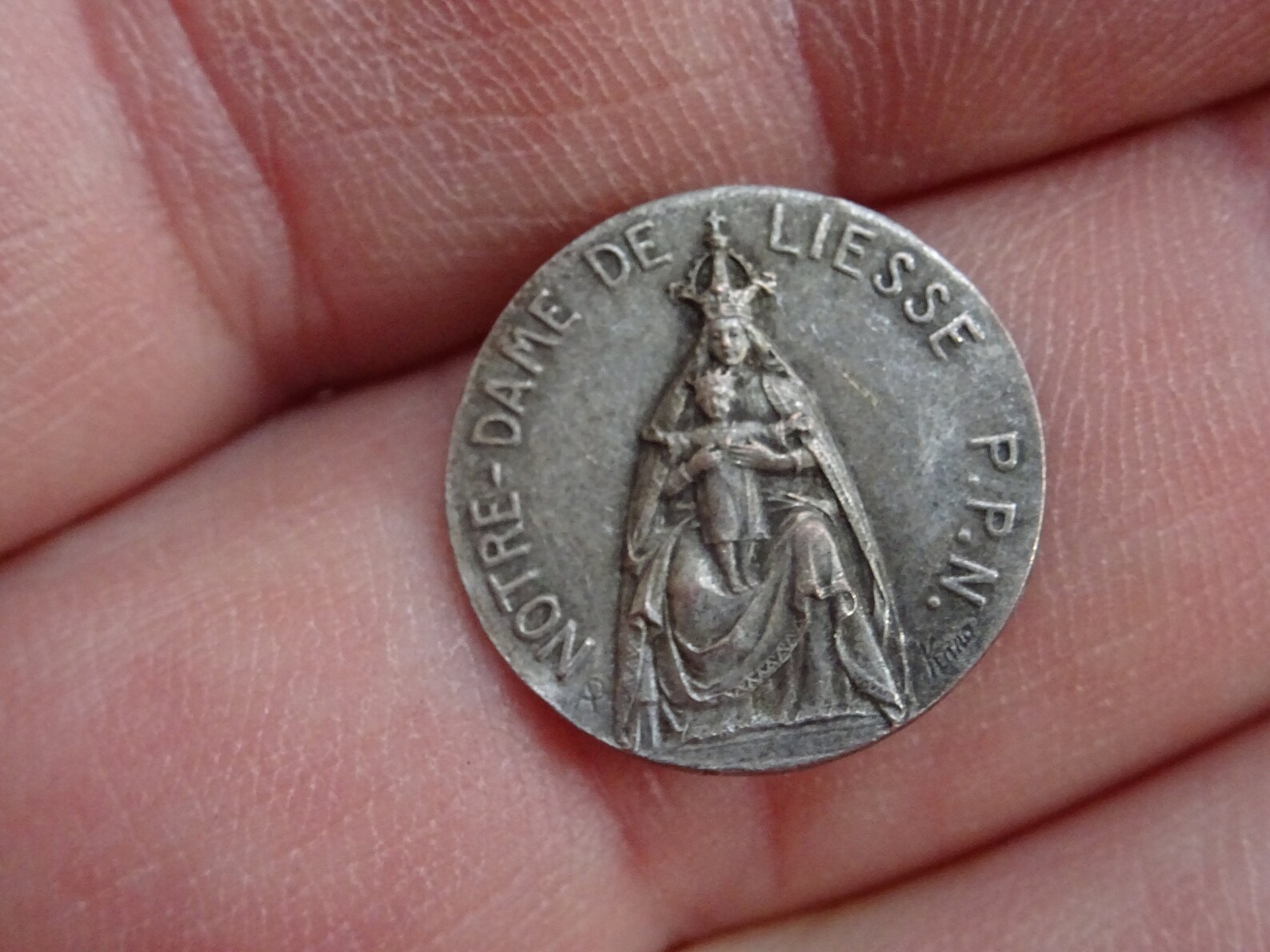 Antique French Silvered Catholic Token Medal Pendant Holy Charm ...