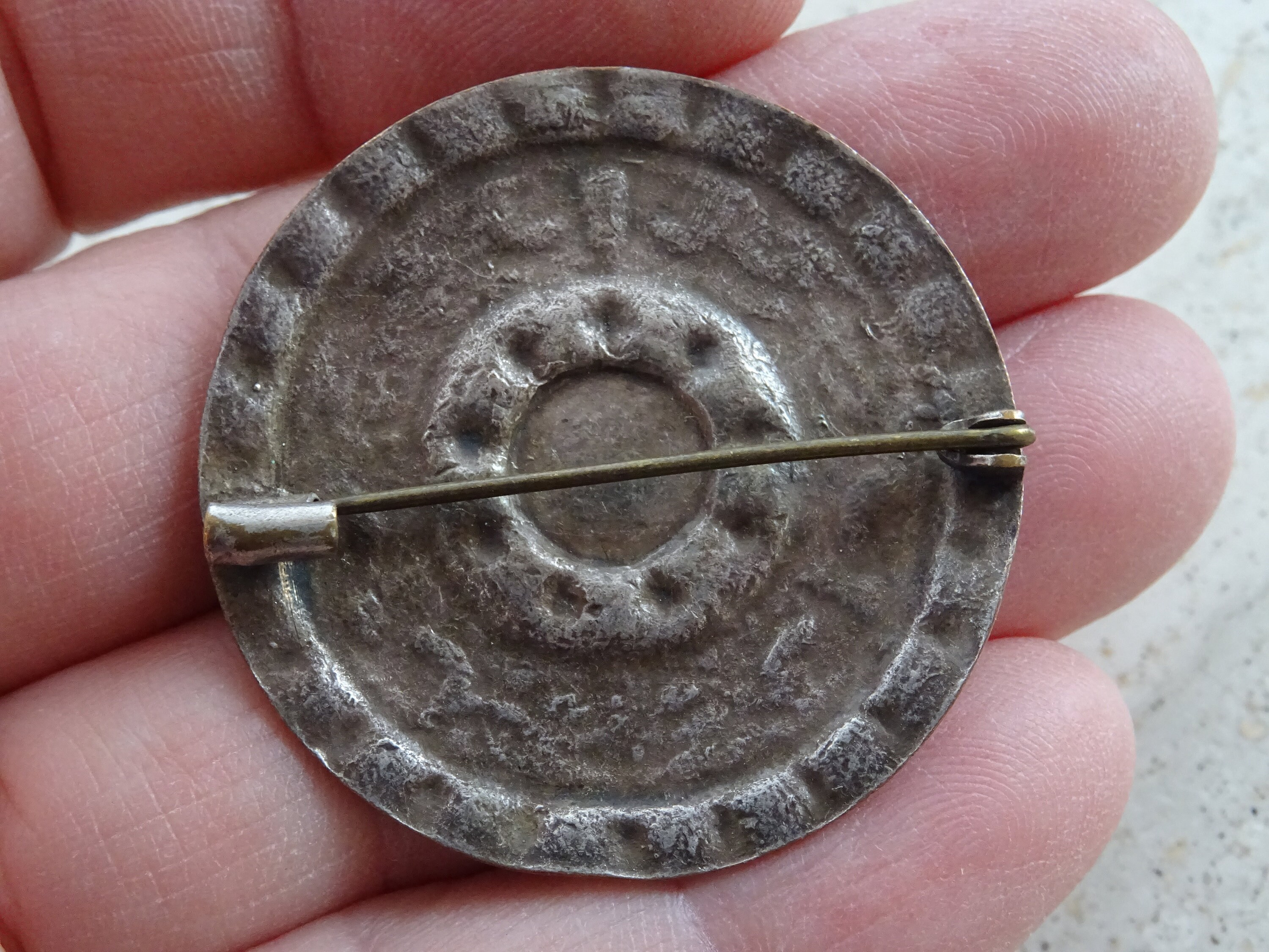 Religious Antique French Catholic Silver Plated Enameled Brooch ...