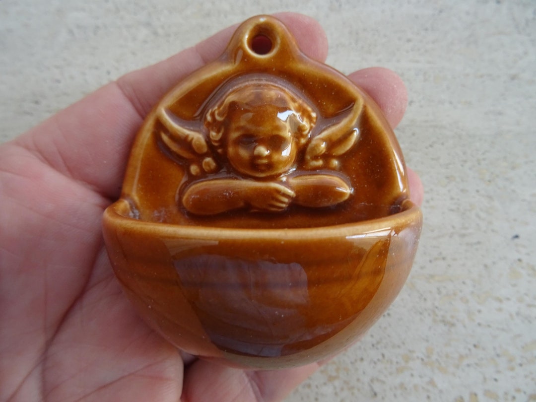 Religious Catholic Ceramic Holy Water Font Stoup With a Praying ...