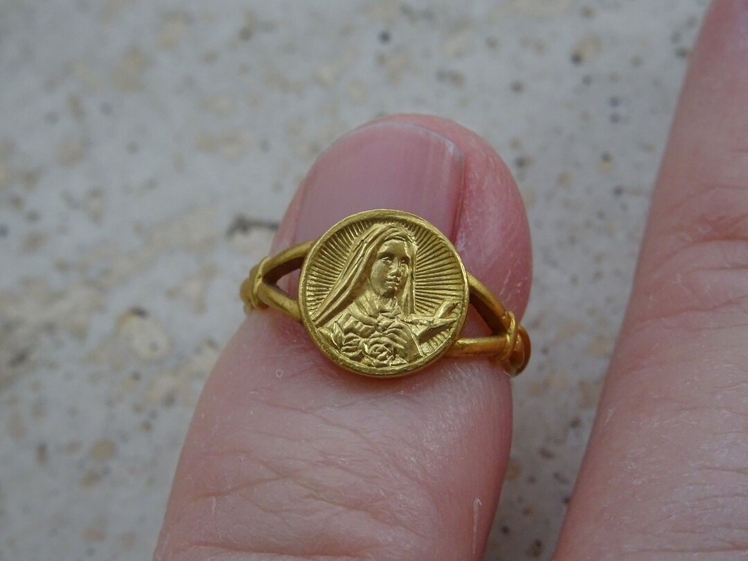 Religious Antique Vermeil Gold Plated French Catholic Ring Christian ...