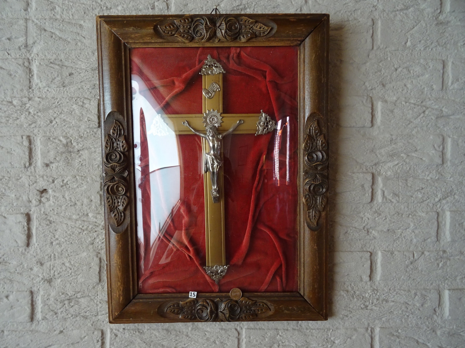 Religious Antique Catholic Peinture Crucifix Cross Under Glass - Etsy