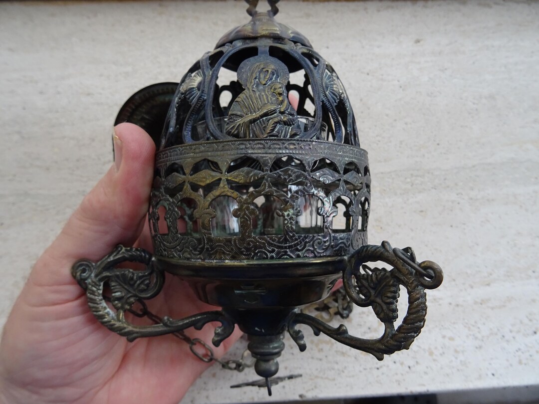Rare Religious Antique Silvered Gods Lamp Godslamp Sanctuary Lamp With ...