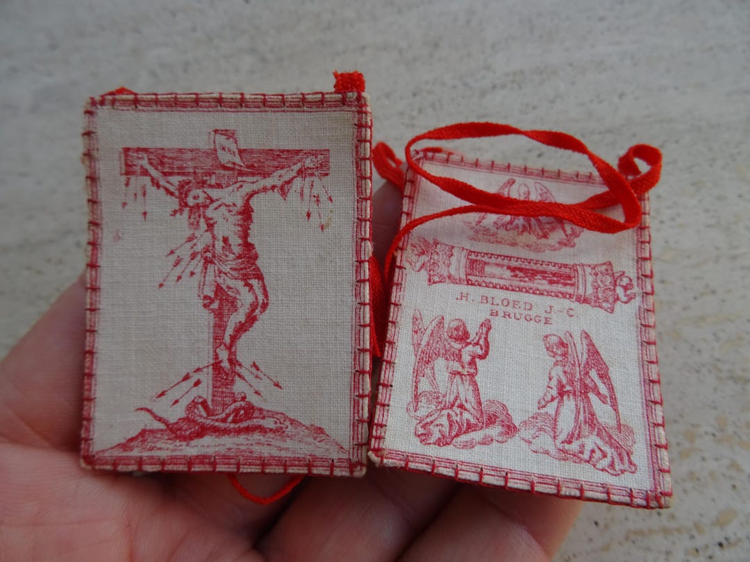 Religious Antique Catholic Scapular Reliquary Relic Shrine Holy Jesus ...
