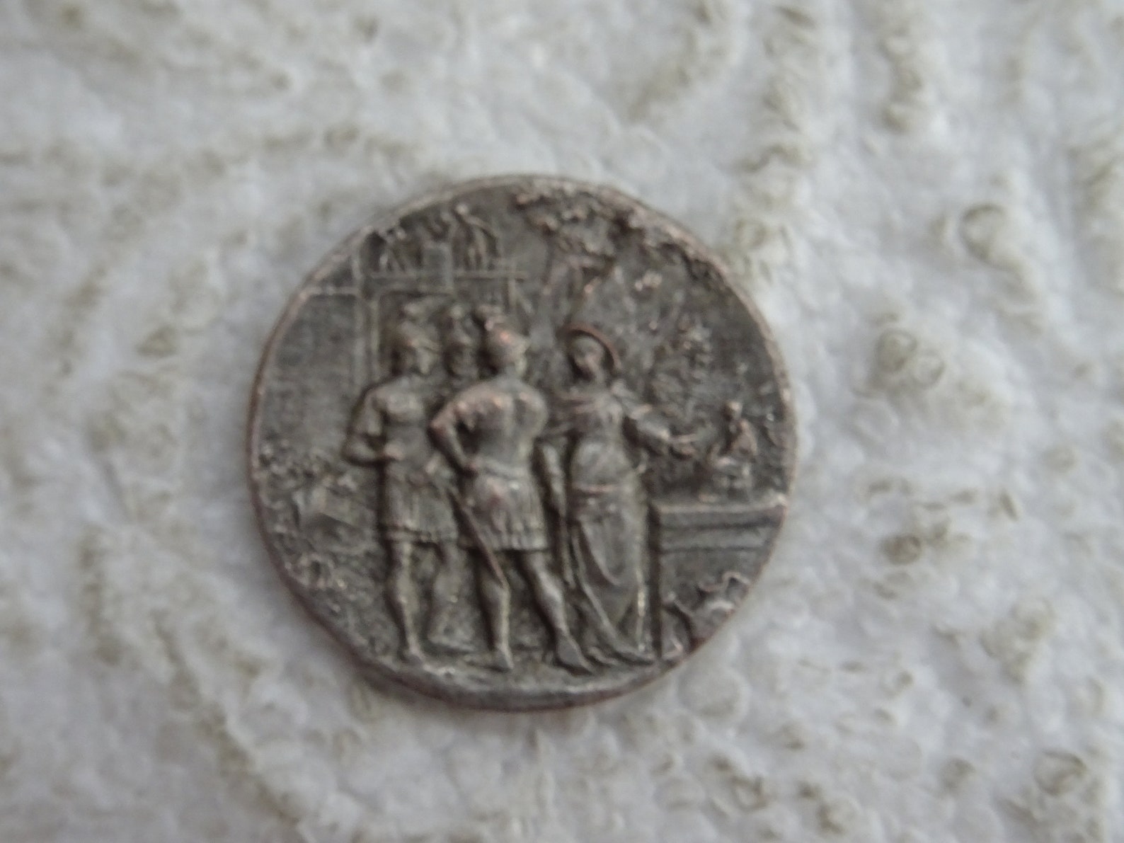 Antique French Silvered Catholic Token Medal Pendant Holy Charm ...