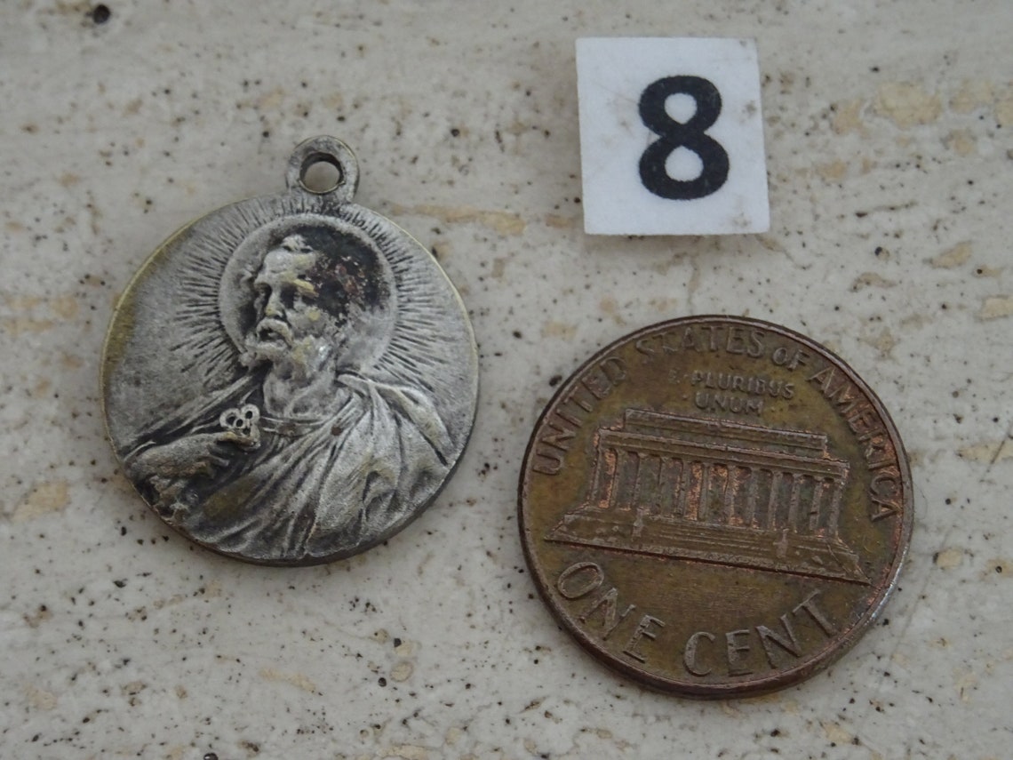 Religious Catholic Silvered Medal Pendant Medaillon Charm Medallion of ...