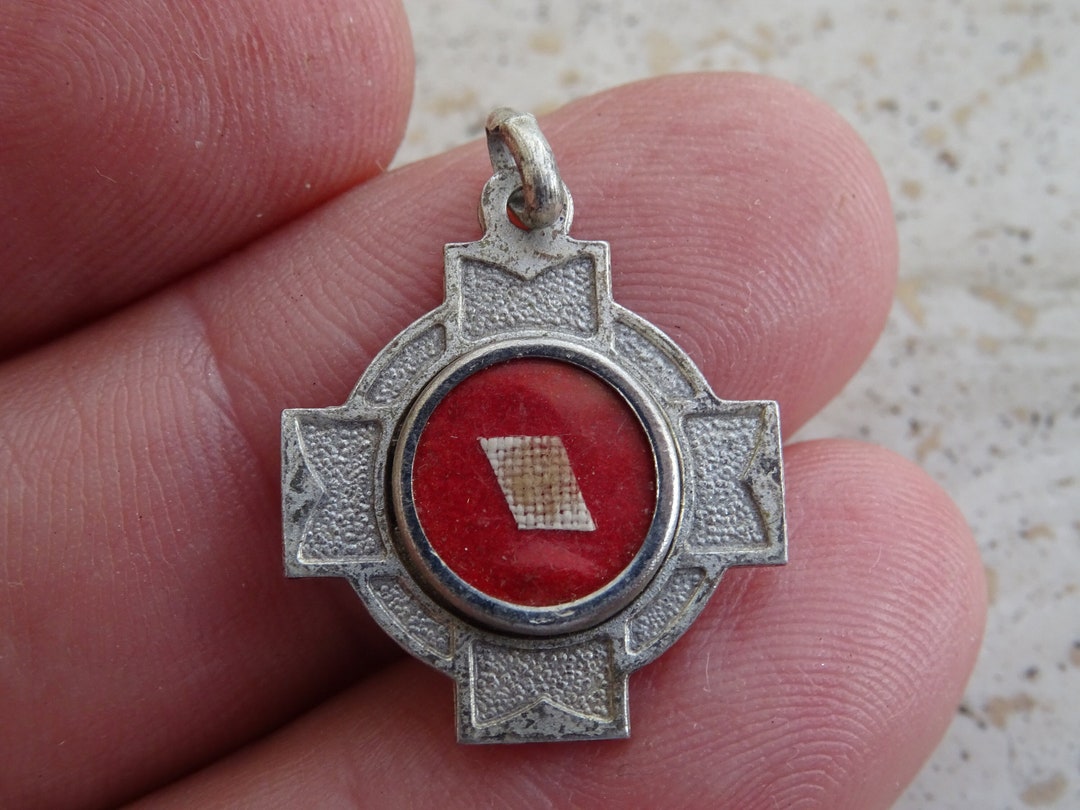 Religious Antique French Silvered Catholic Medal Pendant Relic Shrine ...