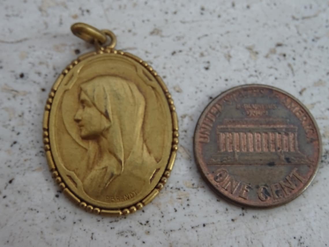 Religious Antique French Gothic Vermeil Gold Plated Medal Pendant ...