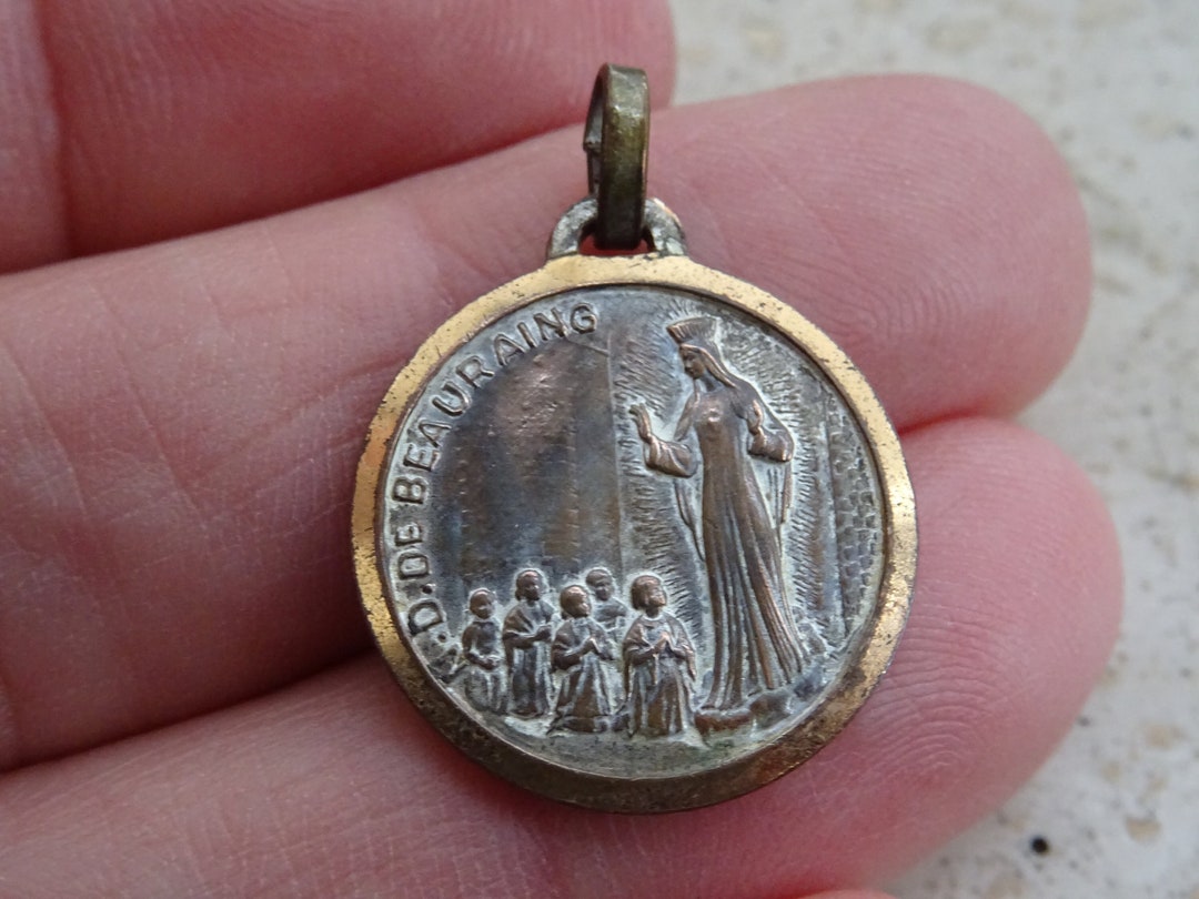 Vintage Medal Pendant Charm of Notre Dame De Beauraing, Our Lady of ...