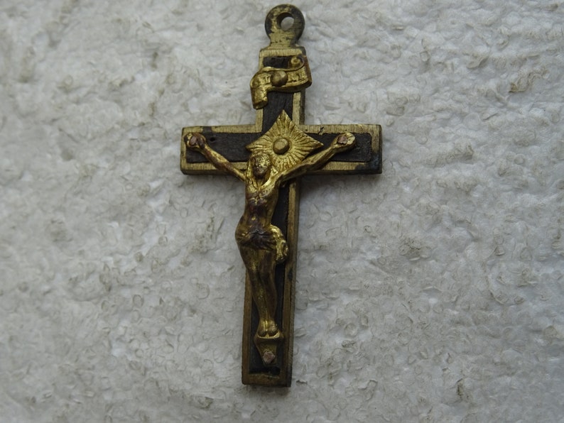 Religious Antique French Copper Catholic Crucifix With Pendant Cross ...