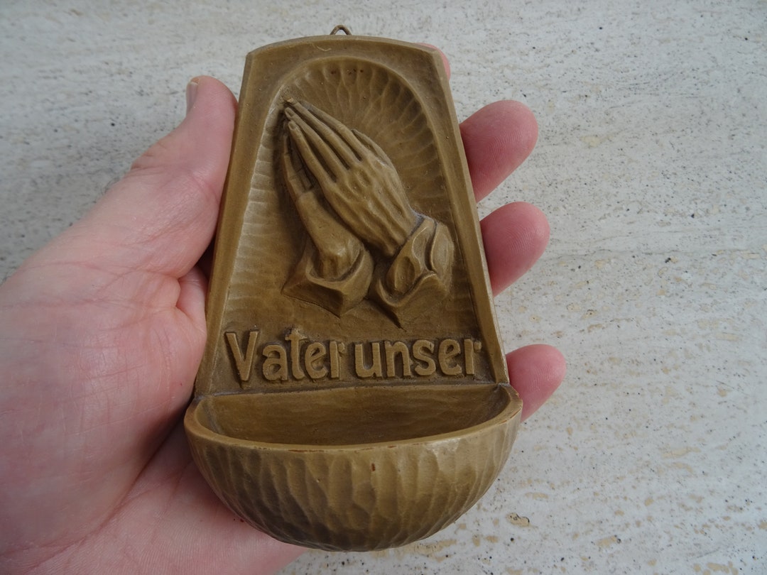 Religious Catholic French Polyresin Water Font Stoup With Folded ...