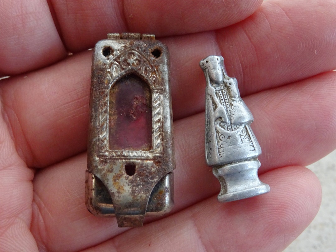 Religious Antique French Silver Plated Catholic Pocket Shrine Altar ...