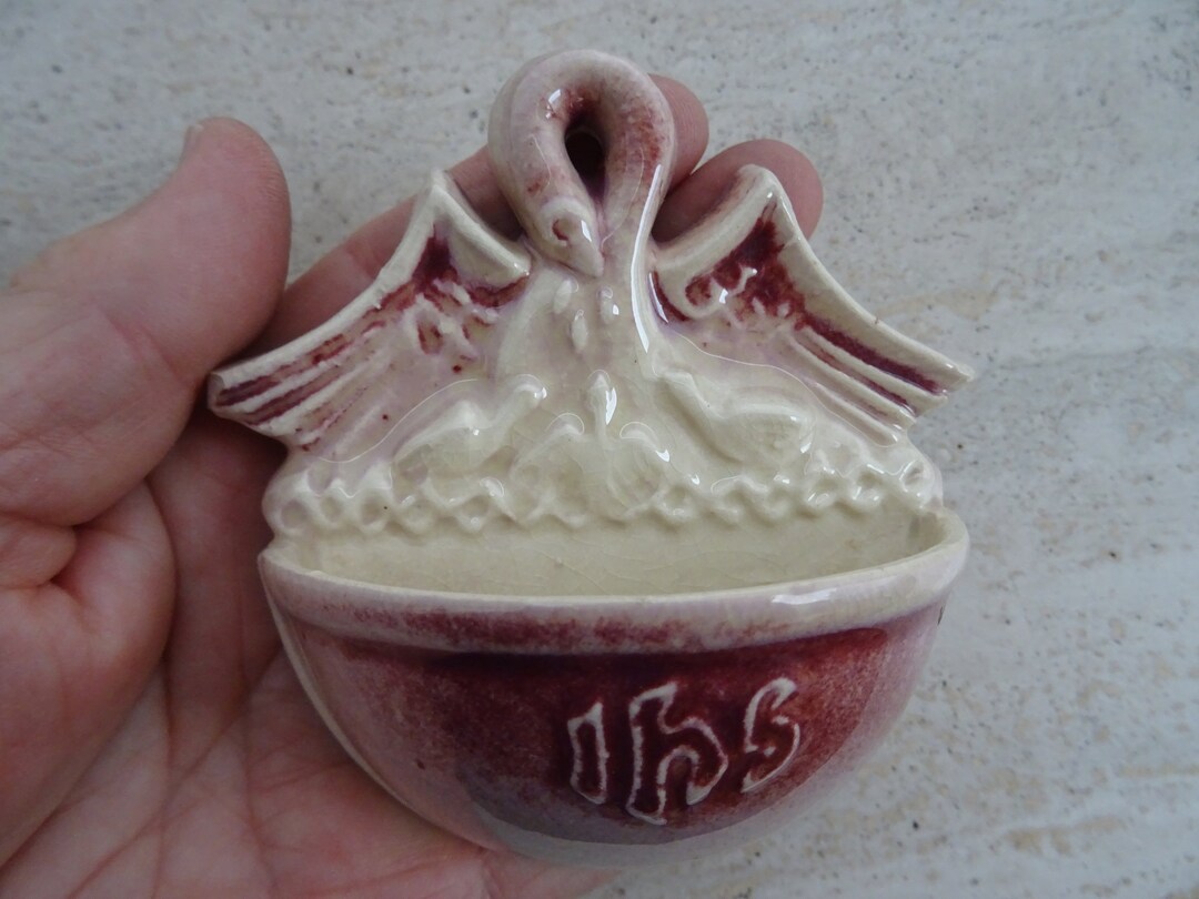 Religious Catholic French Holy Water Font Stoup of Porcelain With IHS ...