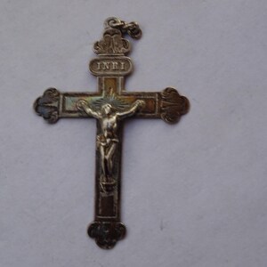 Religious Antique French Catholic Silver Crucifix Cross With Sacred ...