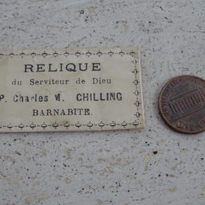Religious Antique French Catholic Paper Shrine With Relic of Father P ...