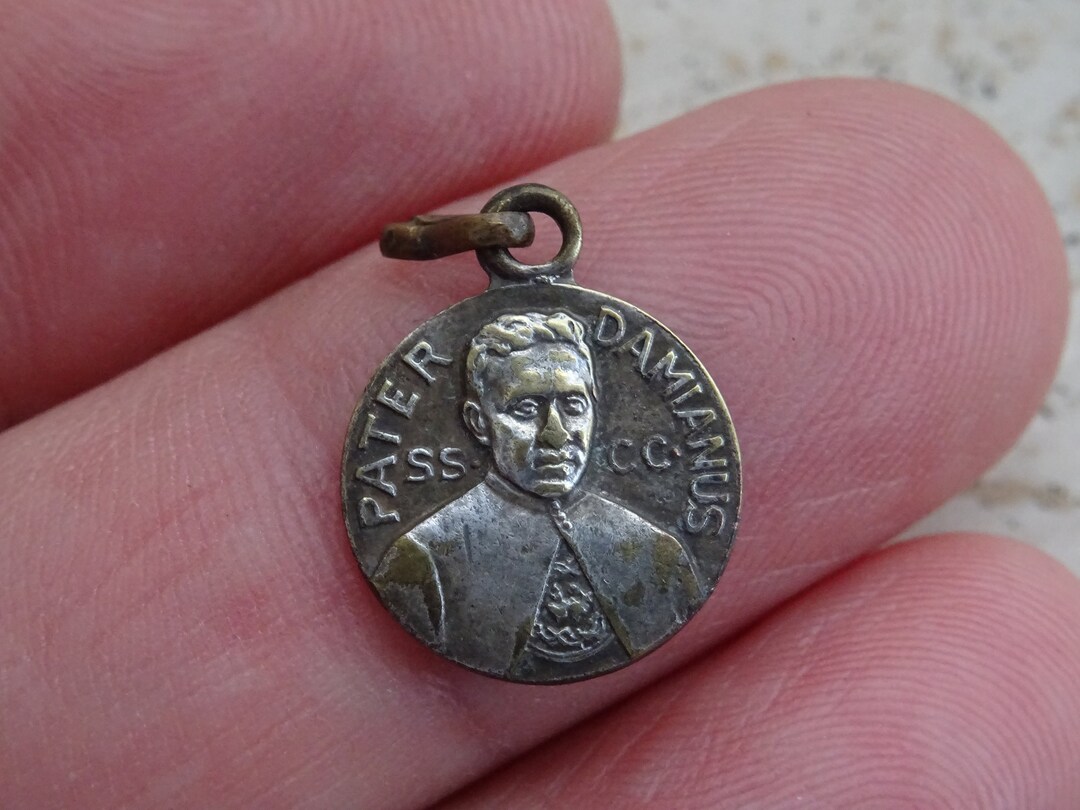 Religious Antique Catholic Silver Plated Medal Pendant Charm Medallion ...