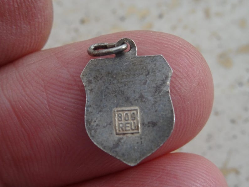 Vintage Silver ( MARKED 800 ) Enameled Travel Shield Charm, Memory ...