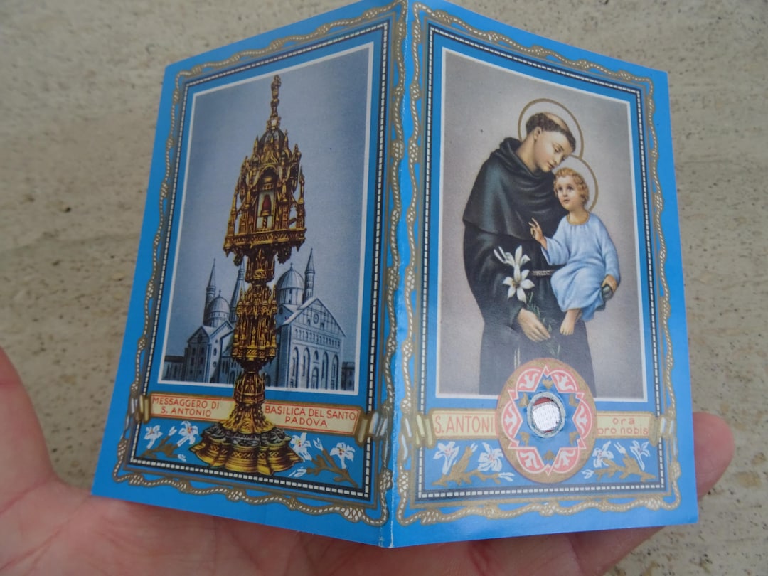 Religious Catholic Card Shrine Reliquary With Relic of Saint Anthony of ...