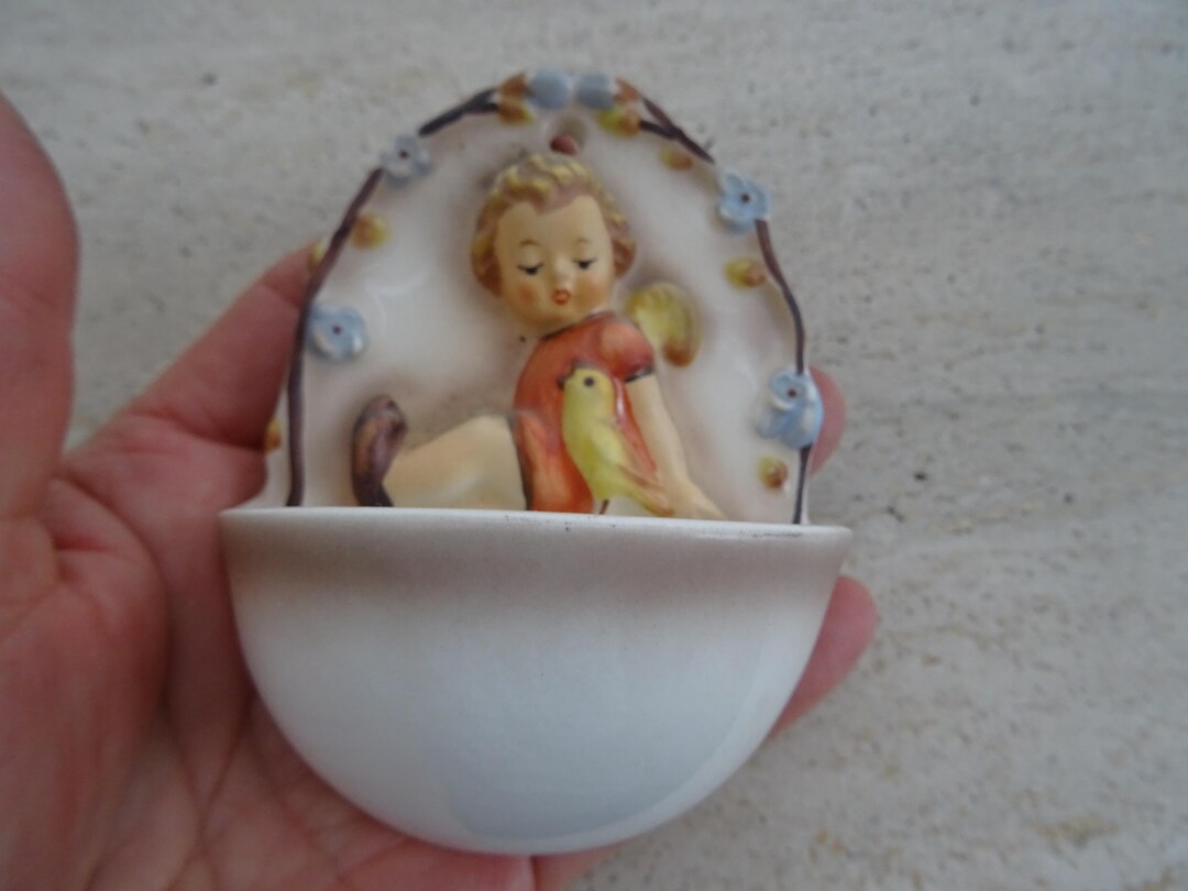 Goebel Hummel Catholic Holy Water Font Stoup of Porcelain With Holy Child Jesus and a Bird. ( Ja ...