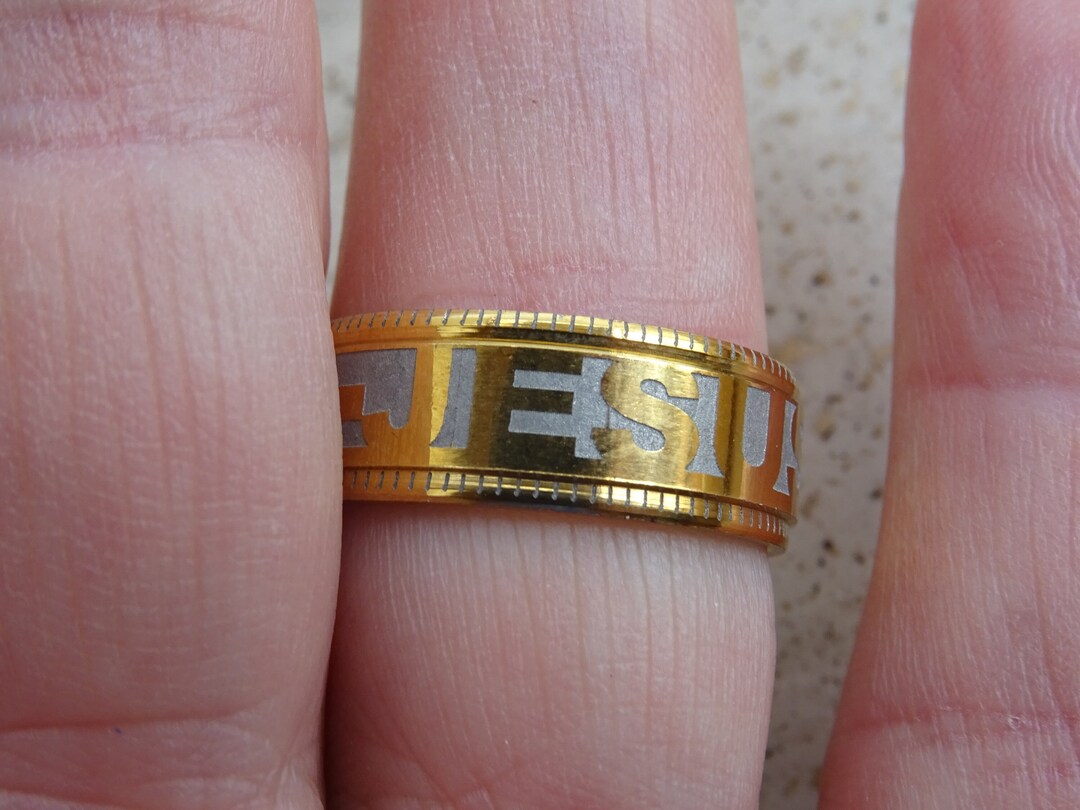 Religious Silver Gold Plated Jesus Ring ~ Stainless Steel Ring With ...