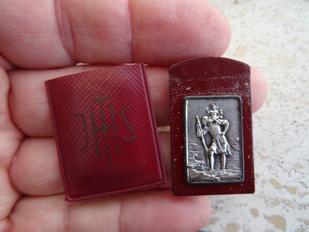 Religious Vintage Catholic Shrine Holder With Plaque of Saint ...