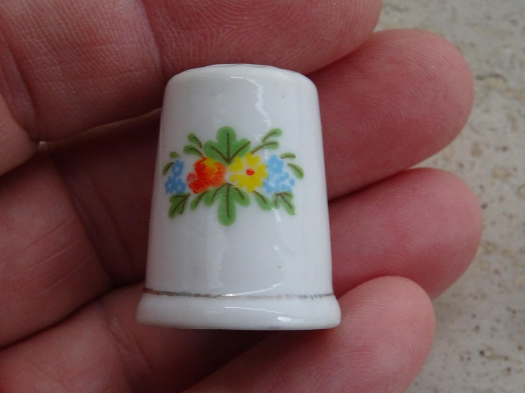 Vintage French Porcelainen Thimble Thimbleful With Flowers. ( C 19 ) - Etsy
