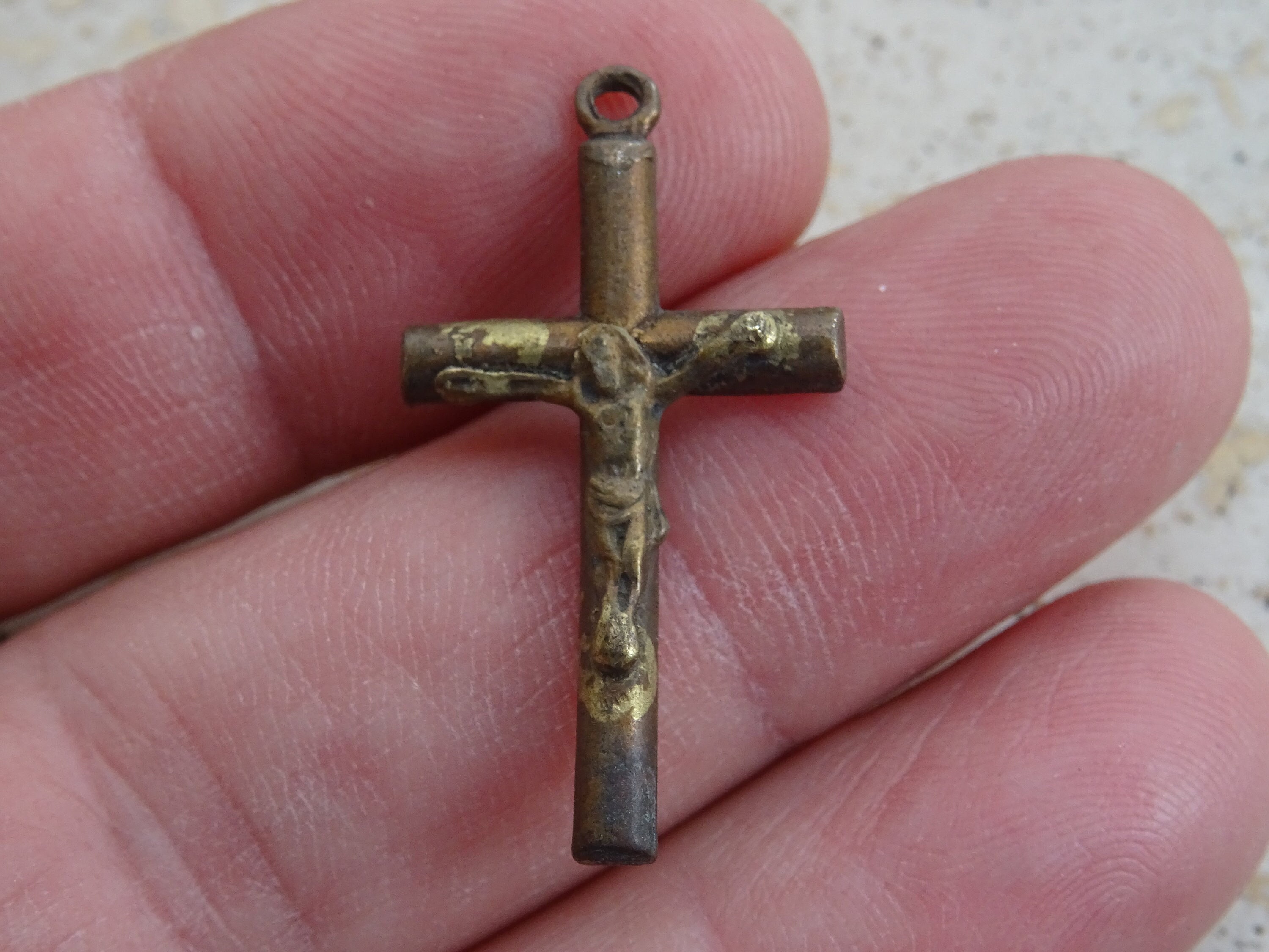 Religious Antique French Catholic Copper Crucifix Pendant Cross ...