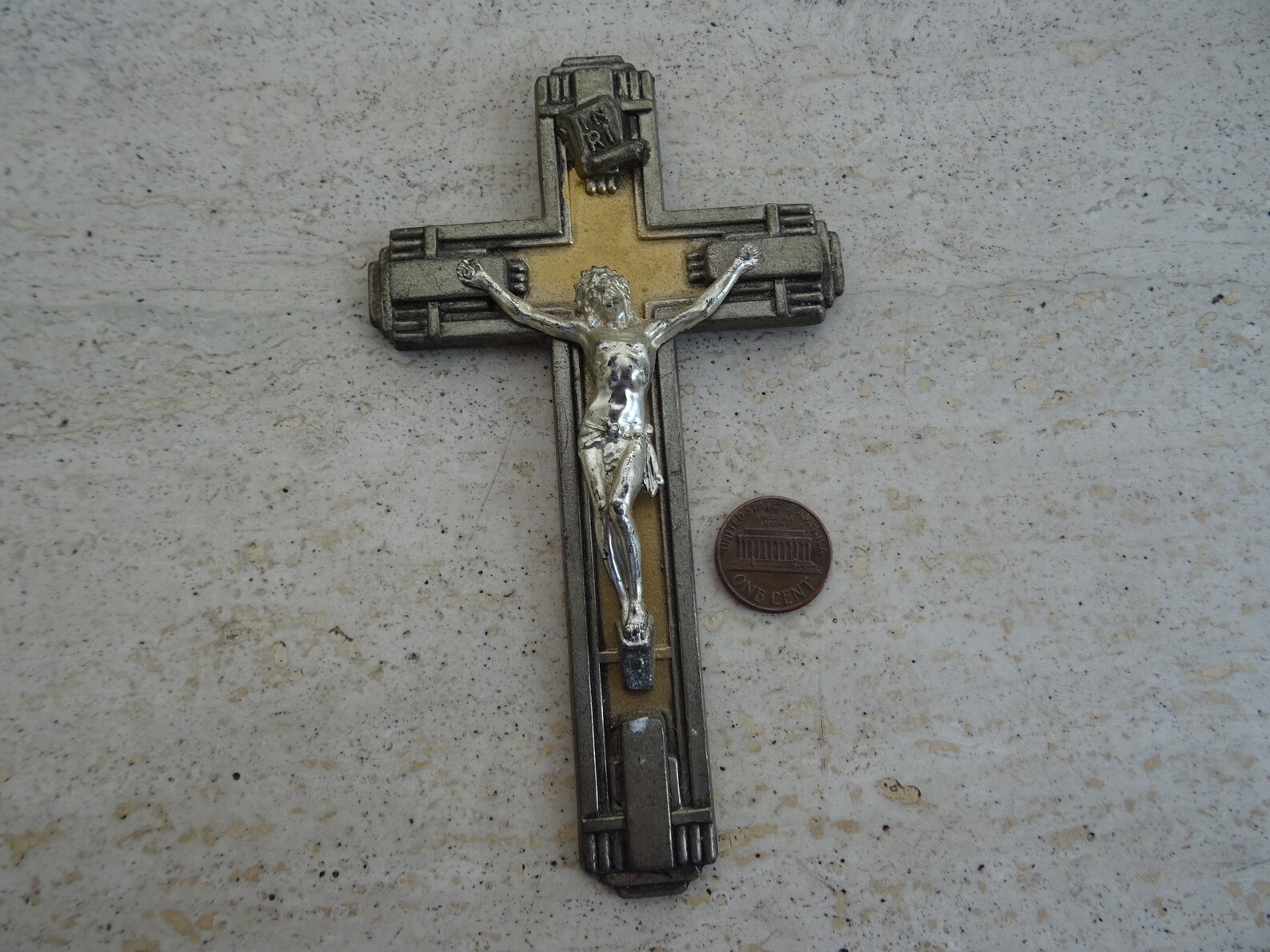Religious Art Deco French Christian Copper Crucifix Pendant Cross ...
