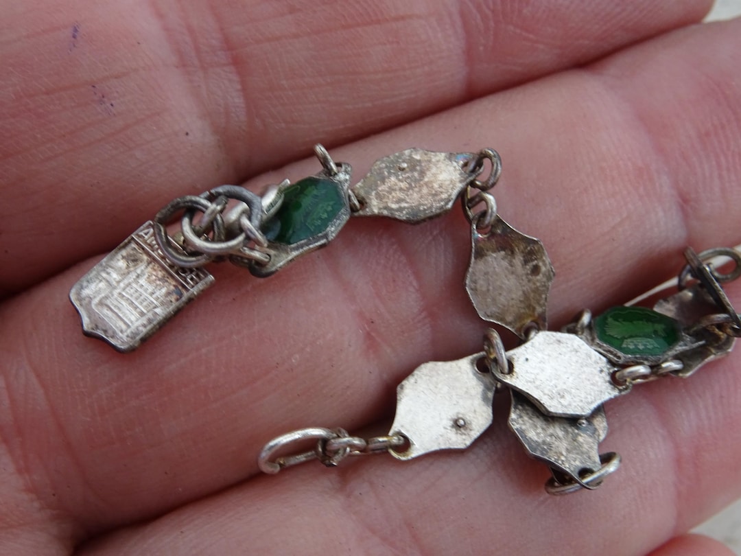 Antique French Silver Plated Enameled Bracelet Ermine With Crown Symbol ...