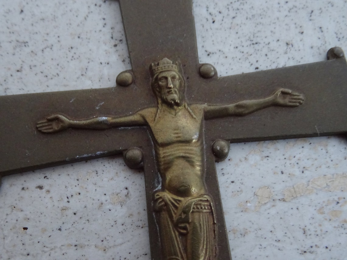 Rare Religious Antique French Catholic Copper Crucifix Pendant - Etsy