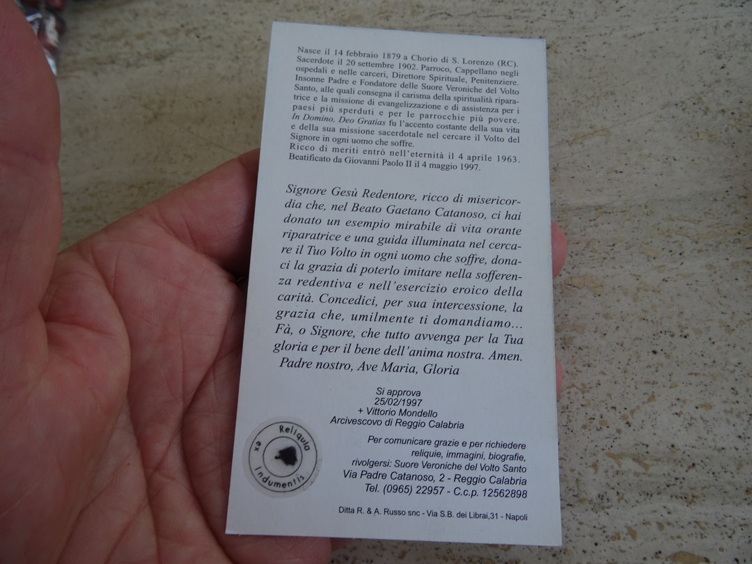 Religious Catholic Card Shrine Reliquary Relic of the Cloth of - Etsy