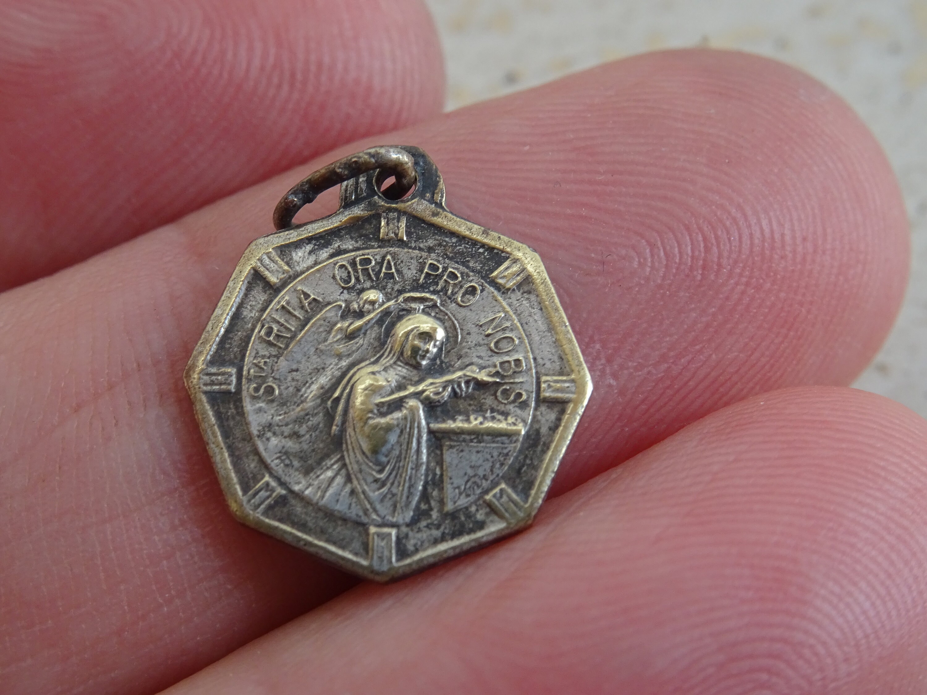 Religious Antique Silver Plated Medal Pendant Medaillon Charm Medallion ...