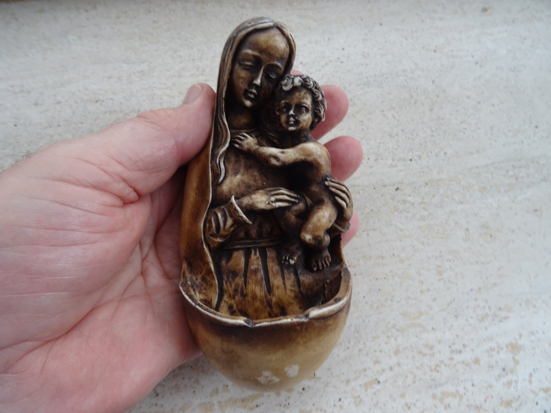Religious Catholic French Holy Water Font Stoup of Holy Virgin Mary Our ...