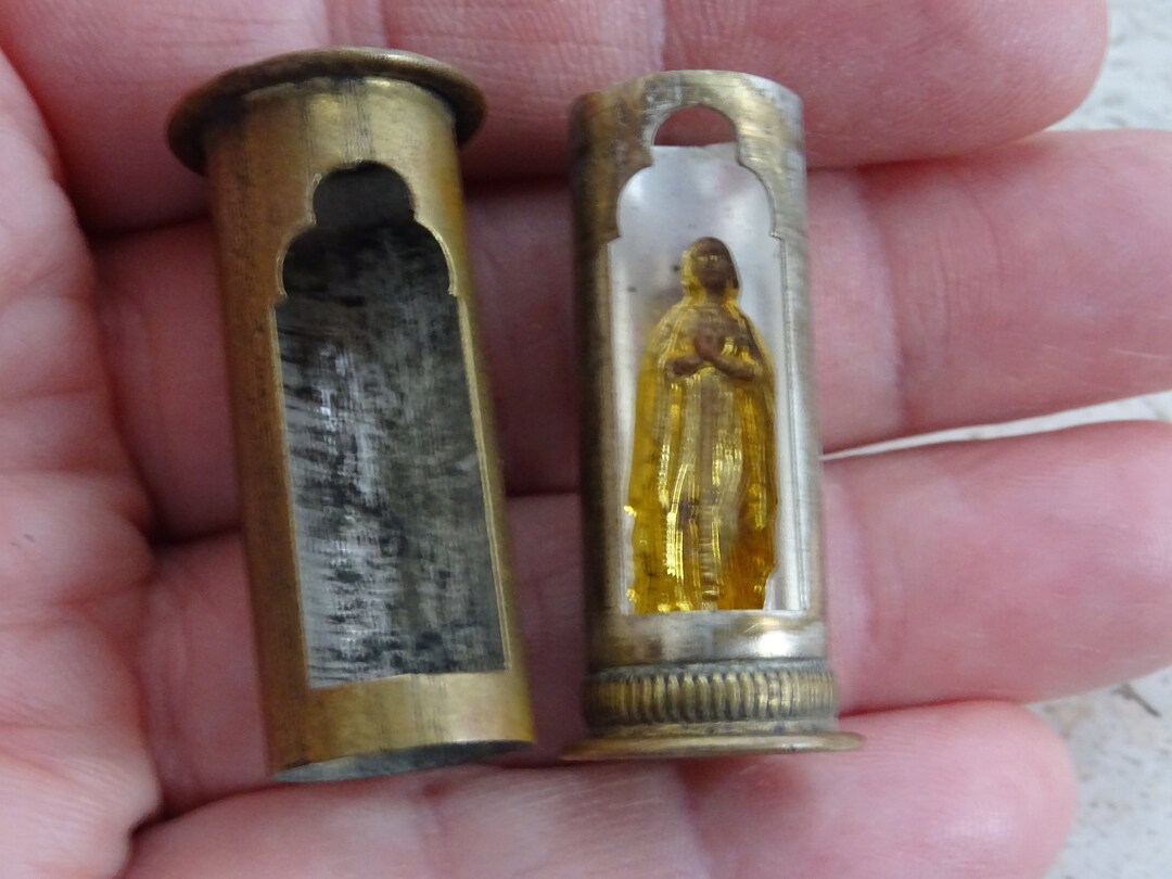 Religious Antique French Copper Catholic Pocket Shrine Altar Chapel ...