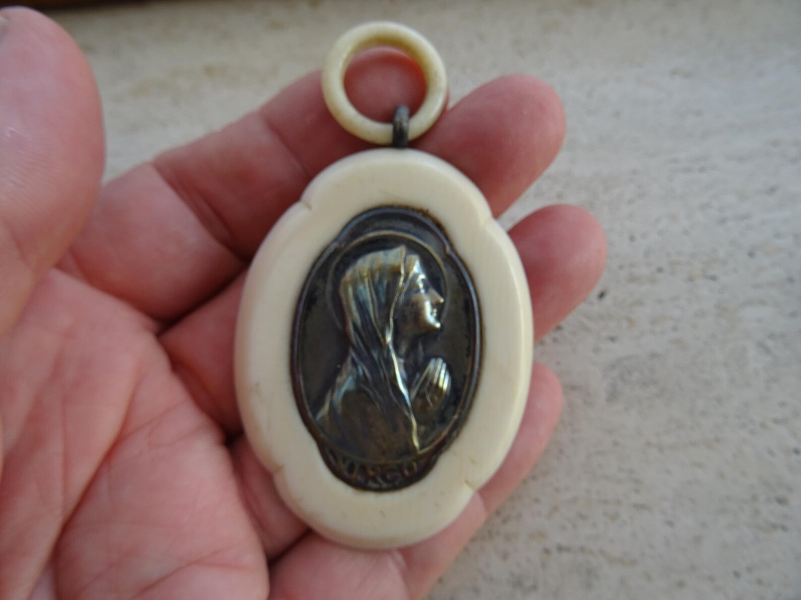 Religious Antique French Bakelite Cradle Catholic Medal Pendant Charm ...