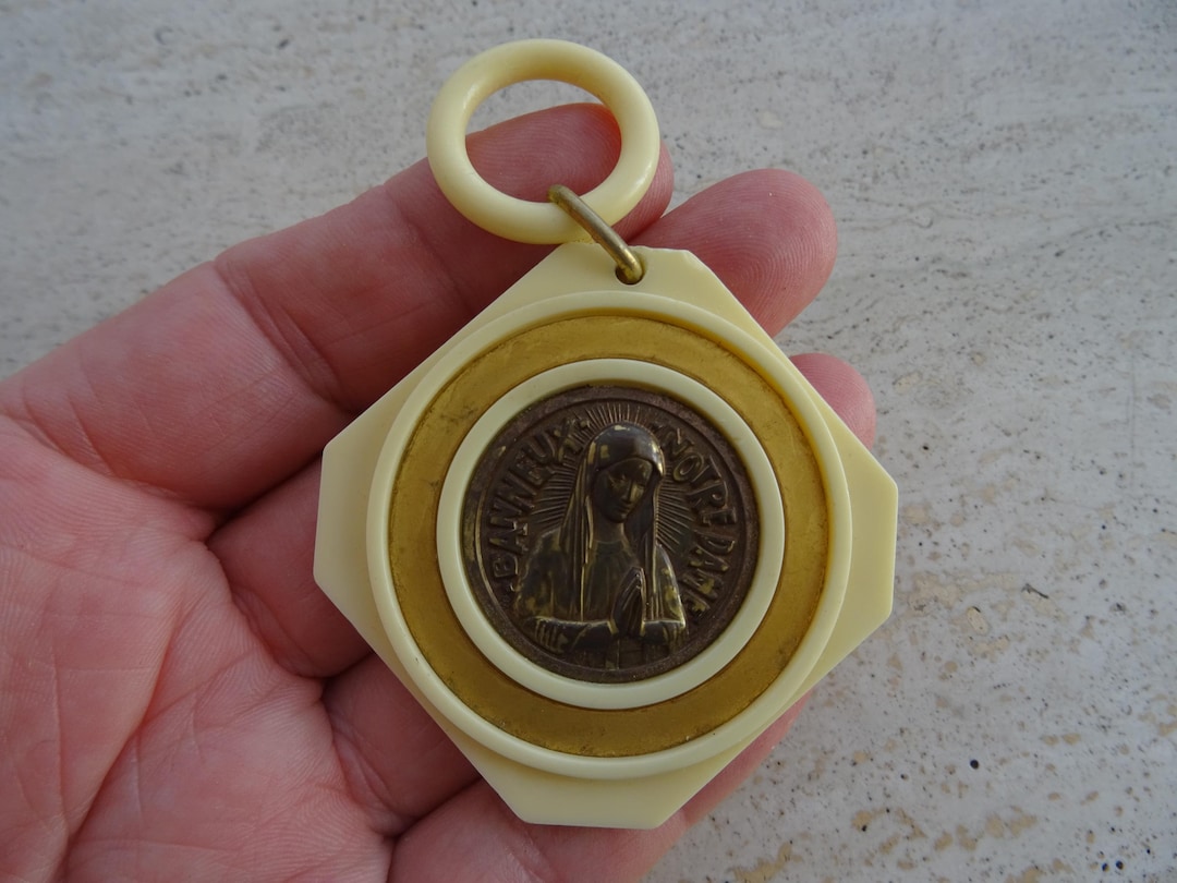 Religious Antique Bakelite Cradle Medal Pendant Medallion Baby ...