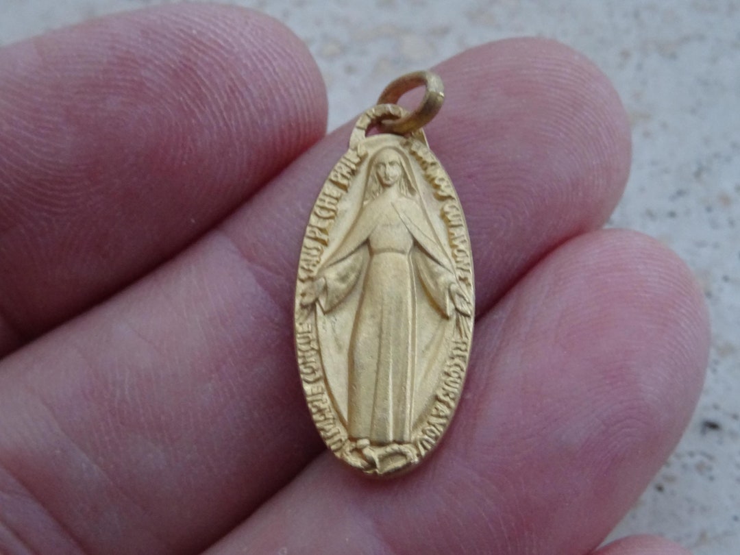 Religious Antique French Vermeil Gold Plated Medallion Pendant Medal of ...