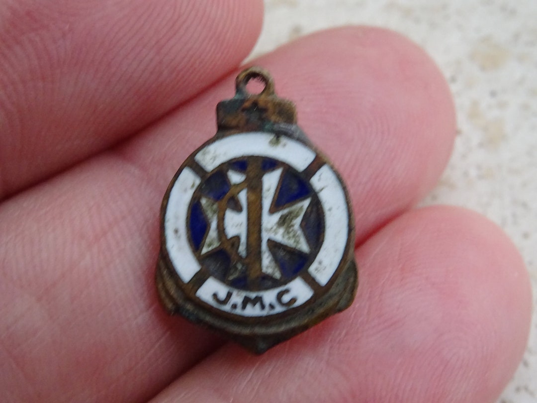 Religious Antique French Catholic Copper Enameled Brooch With Cross ...