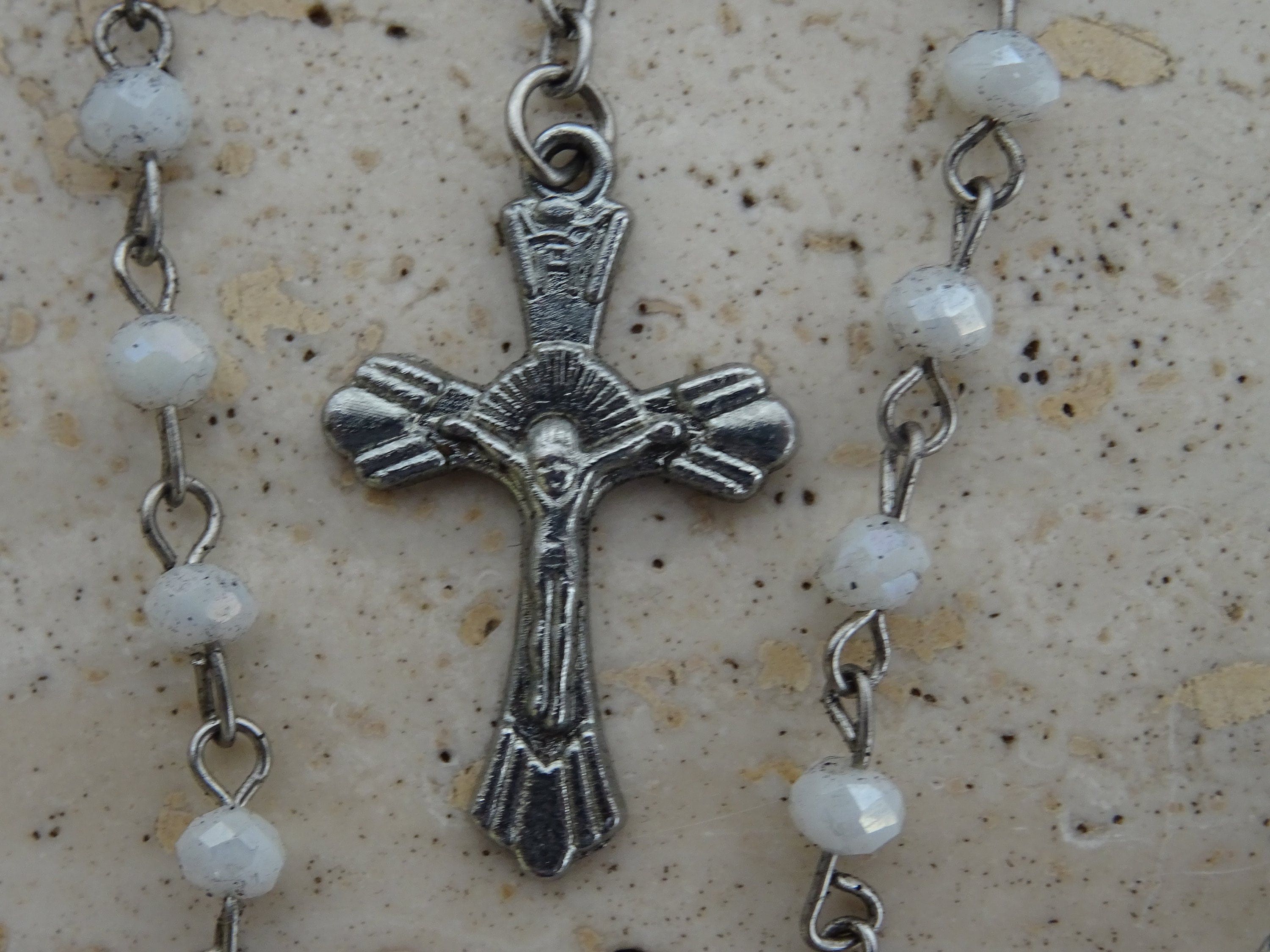 Religious French Catholic Chain Necklace Rosary With White - Etsy UK